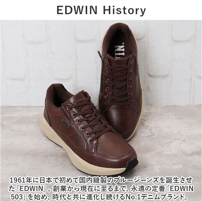 EDWIN エドウィン スニーカー メンズ EDW-7368 幅広 通販 カジュアルシューズ フラットシューズ ローカットスニーカー 紐靴 ひも靴 運動靴 蒸れにくい 防水 ...