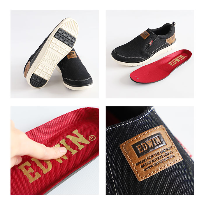 EDWIN 通販EDWIN メンズ スリッポン 7644 エドウィン スニーカー 紐なし スリップオン 軽量 軽い おしゃれ シンプル カジュアル 幅広 4E 履きやすい 疲れにくい ...