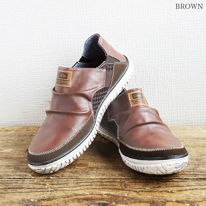 EDWIN スリッポン メンズ 7745 通販 スニーカー エドウィン 靴 シューズ カジュアルシューズ おしゃれ きれいめ 通勤 通学 紐なし ひもなし 軽量 軽い 幅広 ...