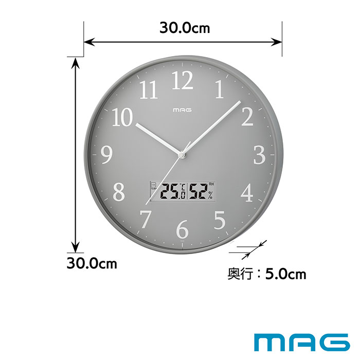 電波時計 壁掛け 30cm 通販 MAG W-816 時計 温度 湿度 掛け時計 掛時計 アナログ時計 壁掛け時計 柱時計 おしゃれ シンプル ...