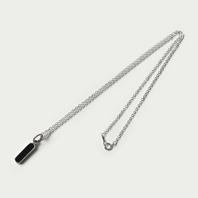 Binich（ビニッチ） オニキス ターコイズ ラピスラズリ ハウライト IDプレート ネックレス 小さめ 黒 ブラック ネイビー 青 紺色 ホワイト 白 メンズ シルバー925 チェーン ...