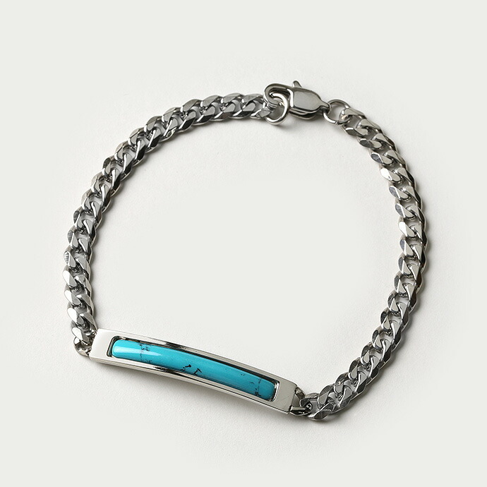 ターコイズブルーIDスチールブレスレット メンズ 天然石 アクセサリー :bassb-0116:シルバーアクセサリーBinich - 通販 - Yahoo!ショッピング