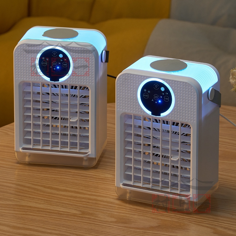 冷風扇 卓上 冷風機 リモコン 遠隔操作 USB給電 小型 卓上扇風機 700ml 風量3段調節 7色LED 送風 強力冷風 最大8Hタイマー 加湿 冷却 静音 睡眠 寝室 熱中症対策 ...