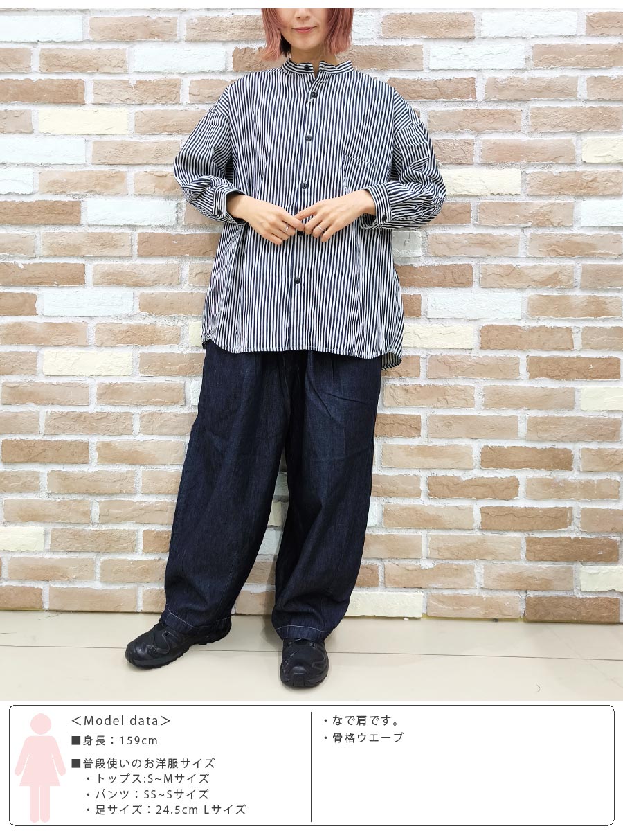 prit（プリット） シャツ 8oz ヒッコリー デニム 7分袖 スタンドカラーシャツ P81612 ブランド レディース トップス ブルゾン ...