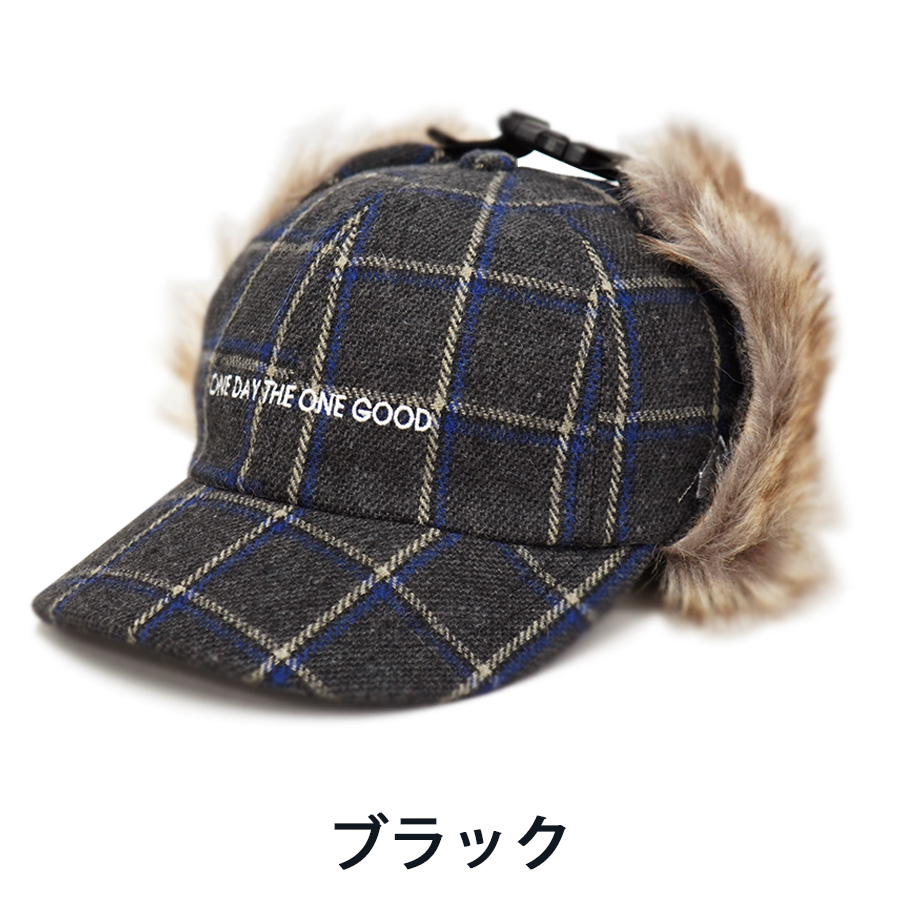 ODOG ウールライク チェック サイドアップ フライトキャップ キャップ レディース メンズ ONE DAY THE GOOD ...