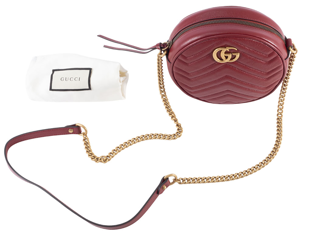 GG グッチ GUCCI バッグ チェーン ショルダー 中古 レディース レッド