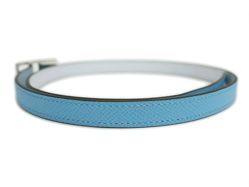 HERMES（エルメス） ラッキー リバーシブル ベルト 15mm 70cm カデナ セレステxブループリュム シルバー レディース 未使用 ...