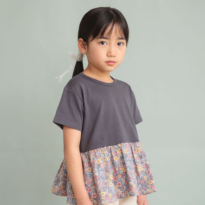 【WEB限定/DRC/やわらか天竺】柄フリル切替半袖Tシャツ :16-4206-035:BRANSHES Yahoo!ショッピング店 - 通販 - Yahoo!ショッピング