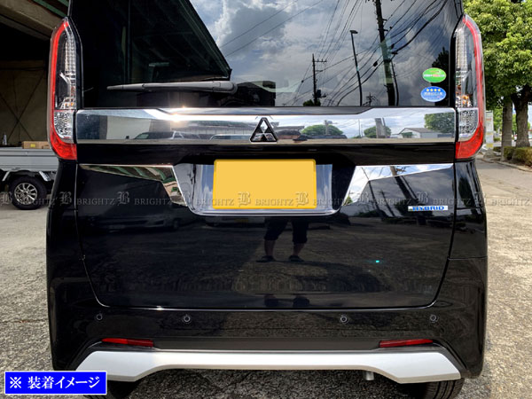 デリカミニ B35A 超鏡面 ステンレス メッキ バック ドア ガーニッシュ 2PC トランク リア リヤ カバー ベゼル パネル モール ...