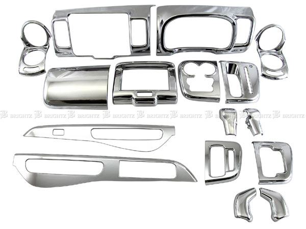 エブリイバン DA17V メッキ インテリア パネル セット ウィンドウ スイッチ メーター 16PC 1DINオーディオパネル用 WOOD− ...