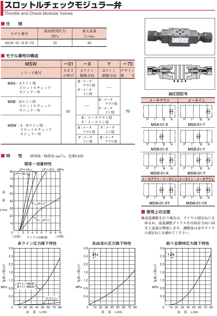 【直送品】 油研工業 スロットルチェックモジュラー弁 MSB-01-Y-70 : 部品屋さんYahoo!店 - 通販 - Yahoo!ショッピング
