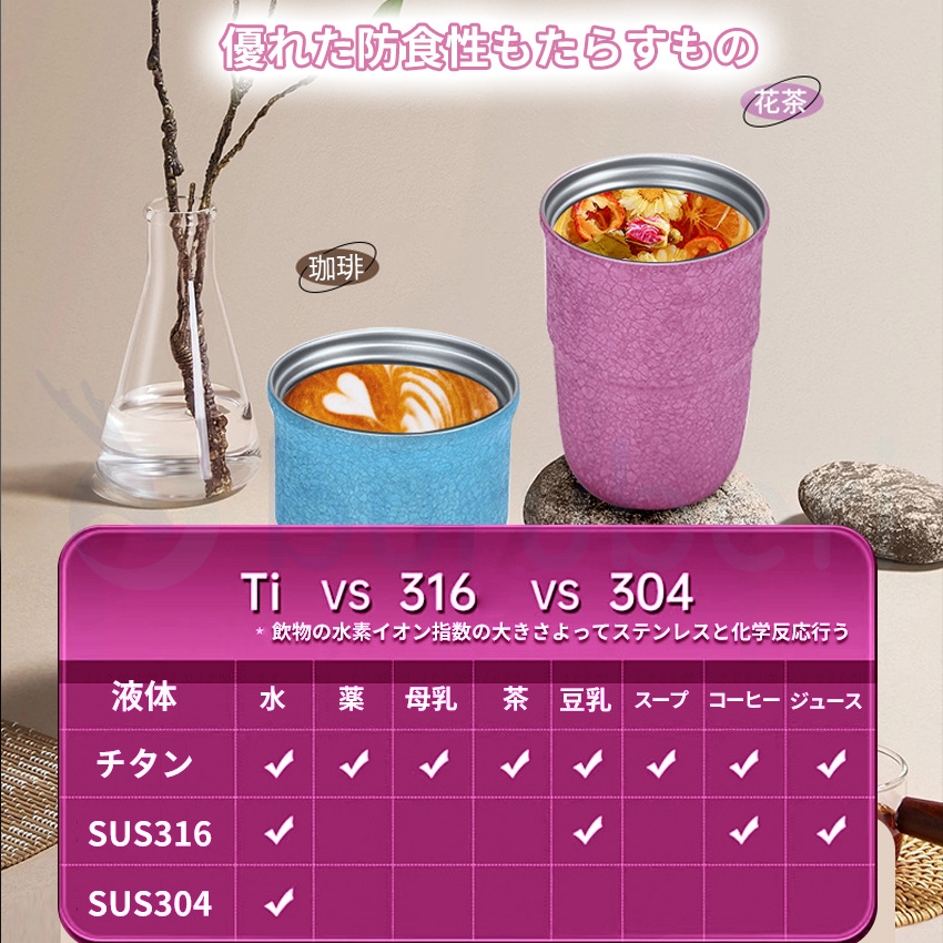 水筒 純チタンボトル 直飲み 蓋付き ワンタッチ 真空断熱 保温 保冷 320ml と450ml タンブラー 持ち運び コーヒーカップ アウトドア 携帯 : buruberi - 通販 ...