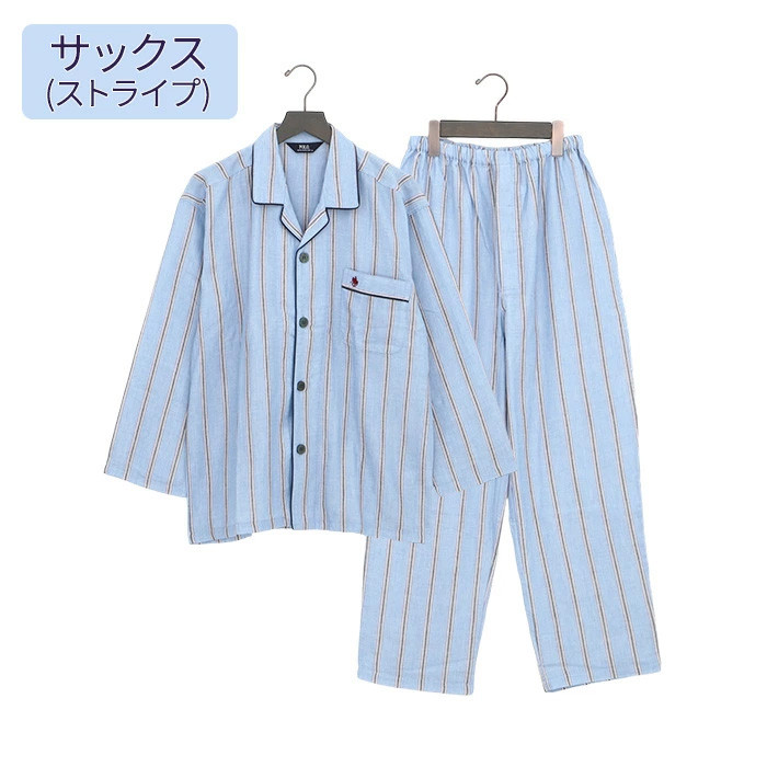 POLO BCS 綿100% 先染め 2重ガーゼ パジャマ メンズ : 13421p5 : パジャマファミリー - 通販 - Yahoo!ショッピング