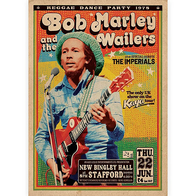 ボブ・マーリー&ザ・ウェイラーズ 1978年 ニュービングレーホール ライブ コンサート ポスター ※フレームは付属しません : 339159 ...