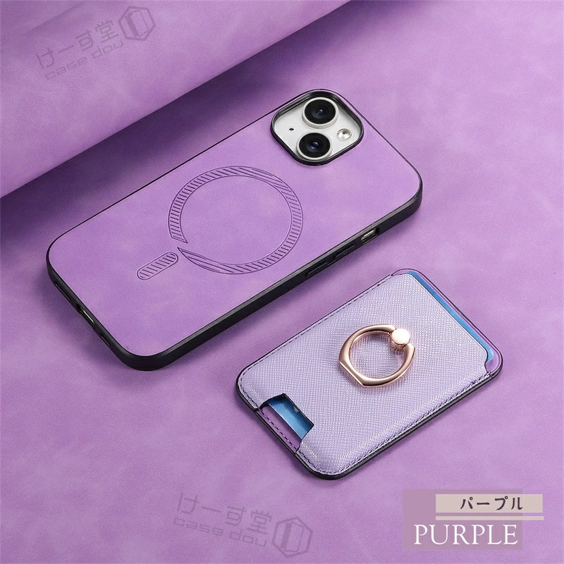 くるっと装着！ 2in1 MagSafeカードケース iPhone16Pro max スマホケース 背面 カード収納 リングスタンド付き MagSafeウォレット アイフォン iPhone ...
