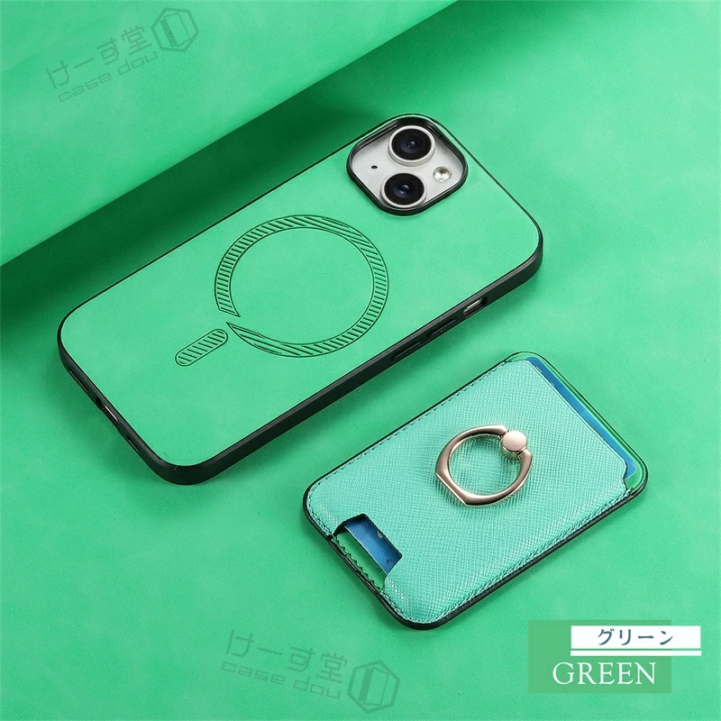くるっと装着！ 2in1 MagSafeカードケース iPhone16Pro max スマホケース 背面 カード収納 リングスタンド付き MagSafeウォレット アイフォン iPhone ...