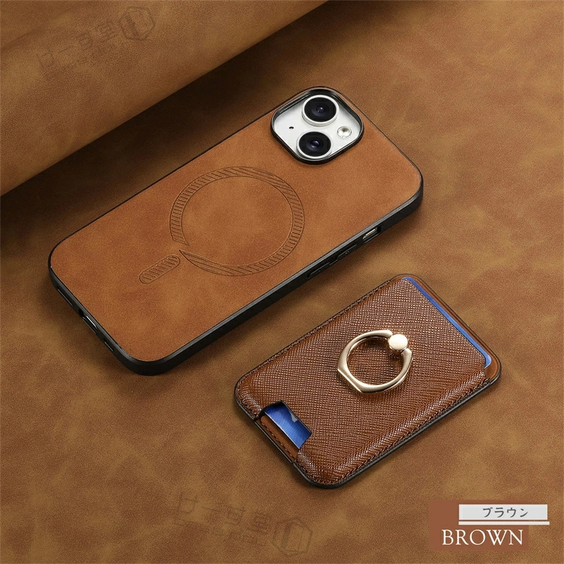 くるっと装着！ 2in1 MagSafeカードケース iPhone16Pro max スマホケース 背面 カード収納 リングスタンド付き MagSafeウォレット アイフォン iPhone ...