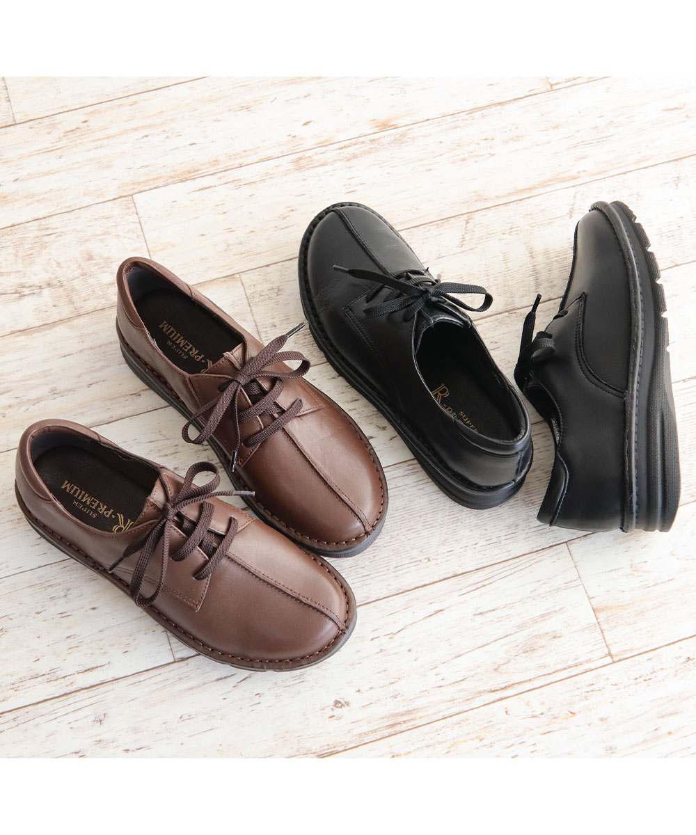 本革 カジュアルシューズ レディース 消臭 幅広 4E コンフォート