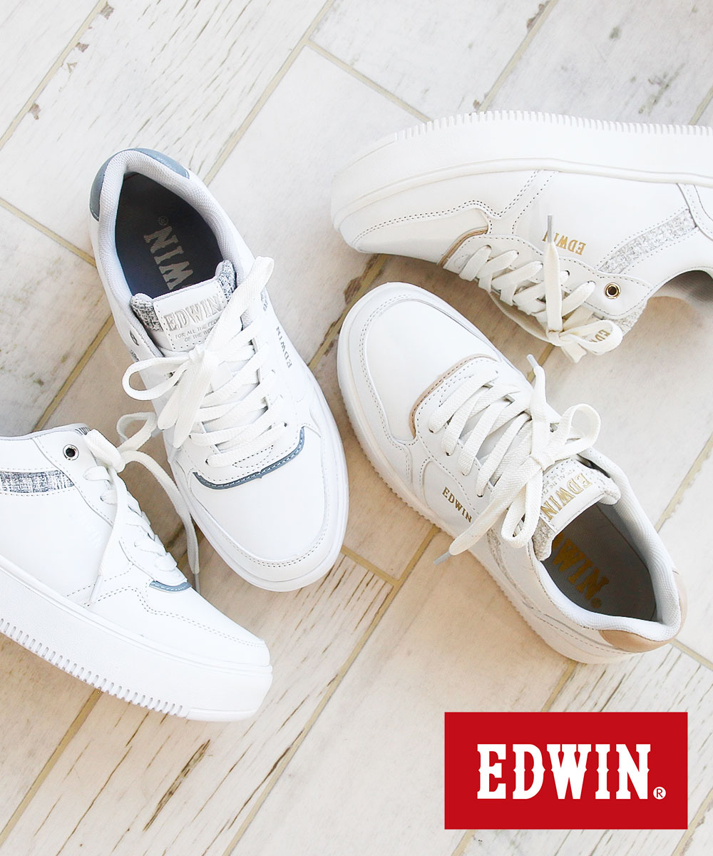 EDWIN エドウィン スニーカー レディース ローカット 厚底 靴 軽量 履きやすい カジュアル 疲れにくい 女性 白 ホワイト 4326 : スニーカー&ファッション セレブル - 通販 ...