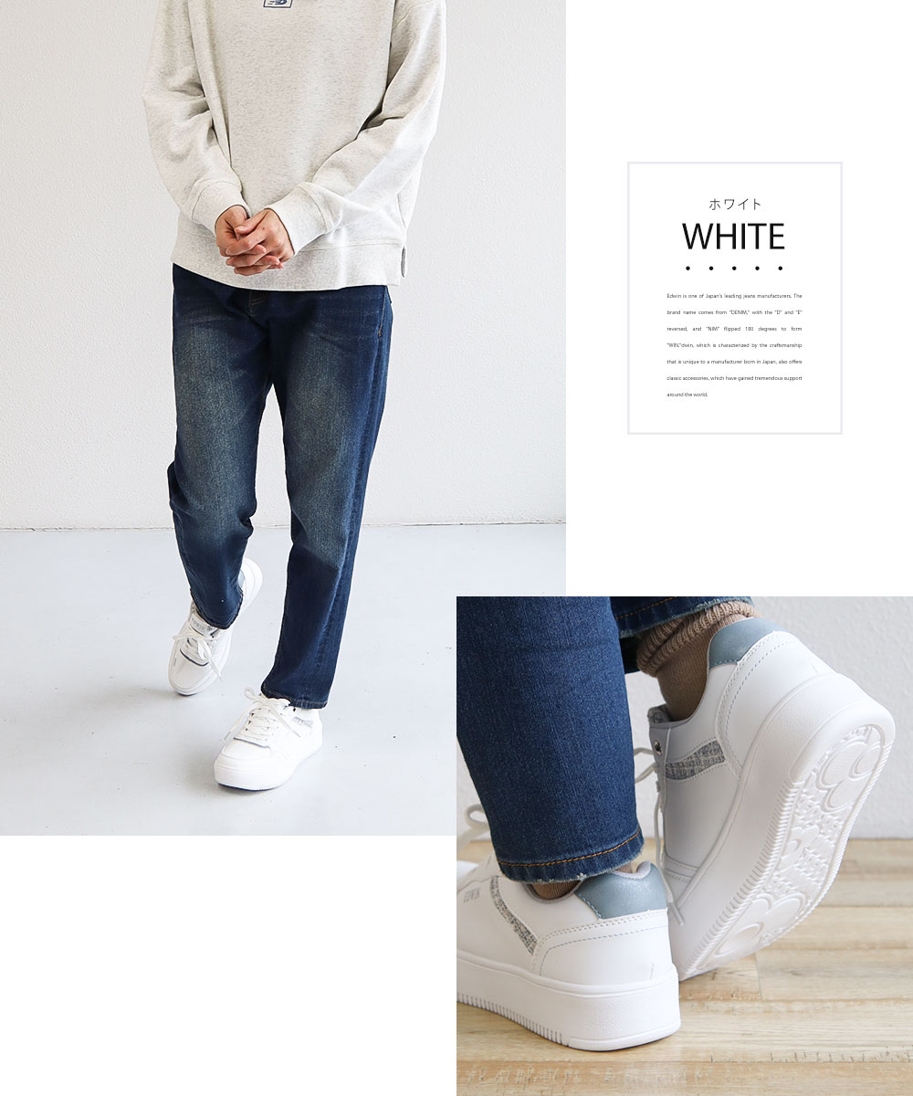 EDWIN エドウィン スニーカー レディース ローカット 厚底 靴 軽量 履きやすい カジュアル 疲れにくい 女性 白 ホワイト 4326 : スニーカー&ファッション セレブル - 通販 ...