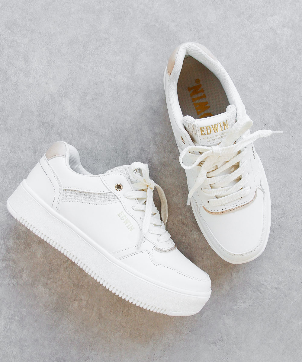 EDWIN エドウィン スニーカー レディース ローカット 厚底 靴 軽量 履きやすい カジュアル 疲れにくい 女性 白 ホワイト 4326 : スニーカー&ファッション セレブル - 通販 ...