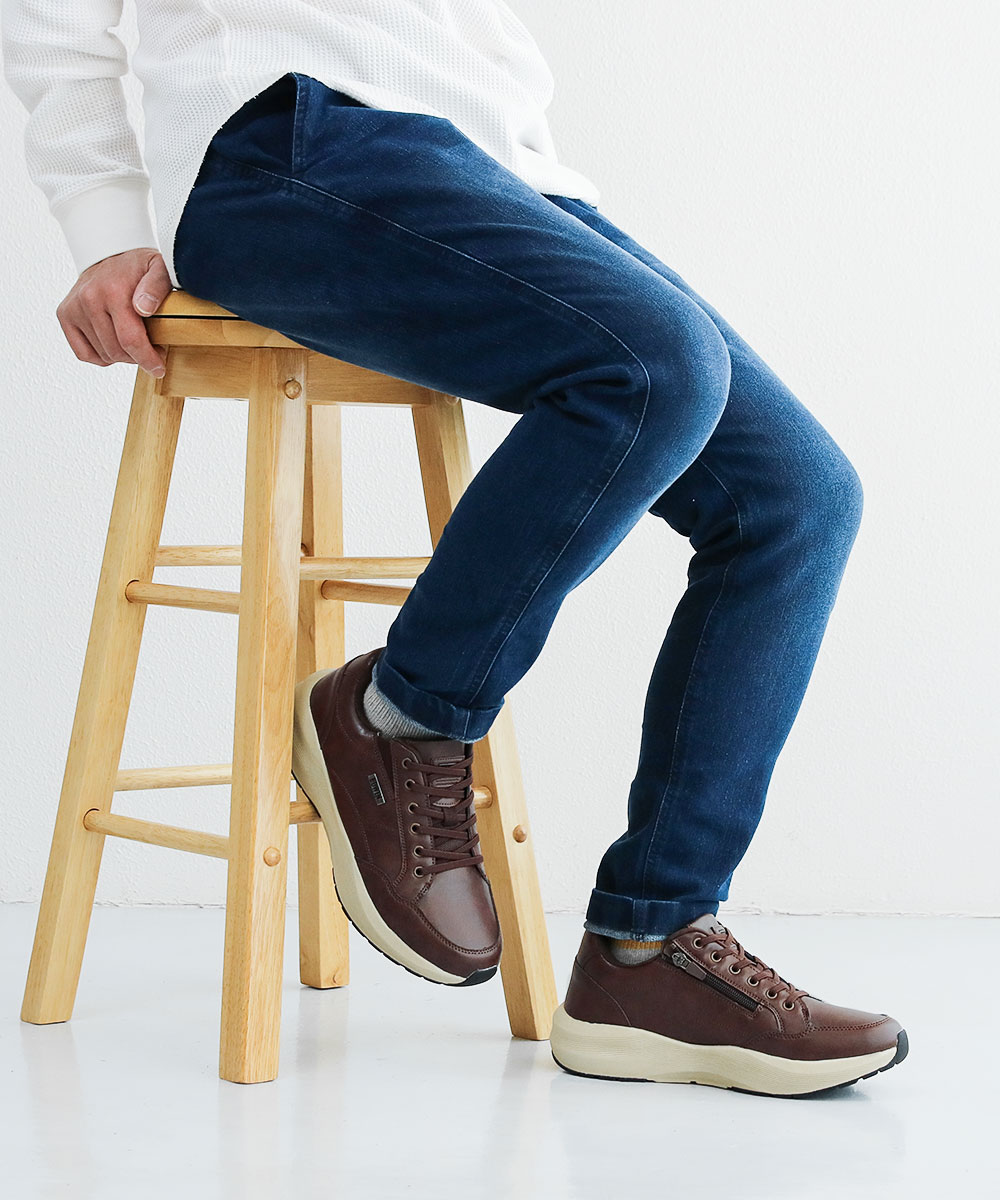 EDWIN エドウィン 防水 スニーカー メンズ おしゃれ ローカット ファスナー 軽い 梅雨 通勤 幅広 黒 ブラック ブラウン edwin 7368 : スニーカー&ファッション セレブル ...