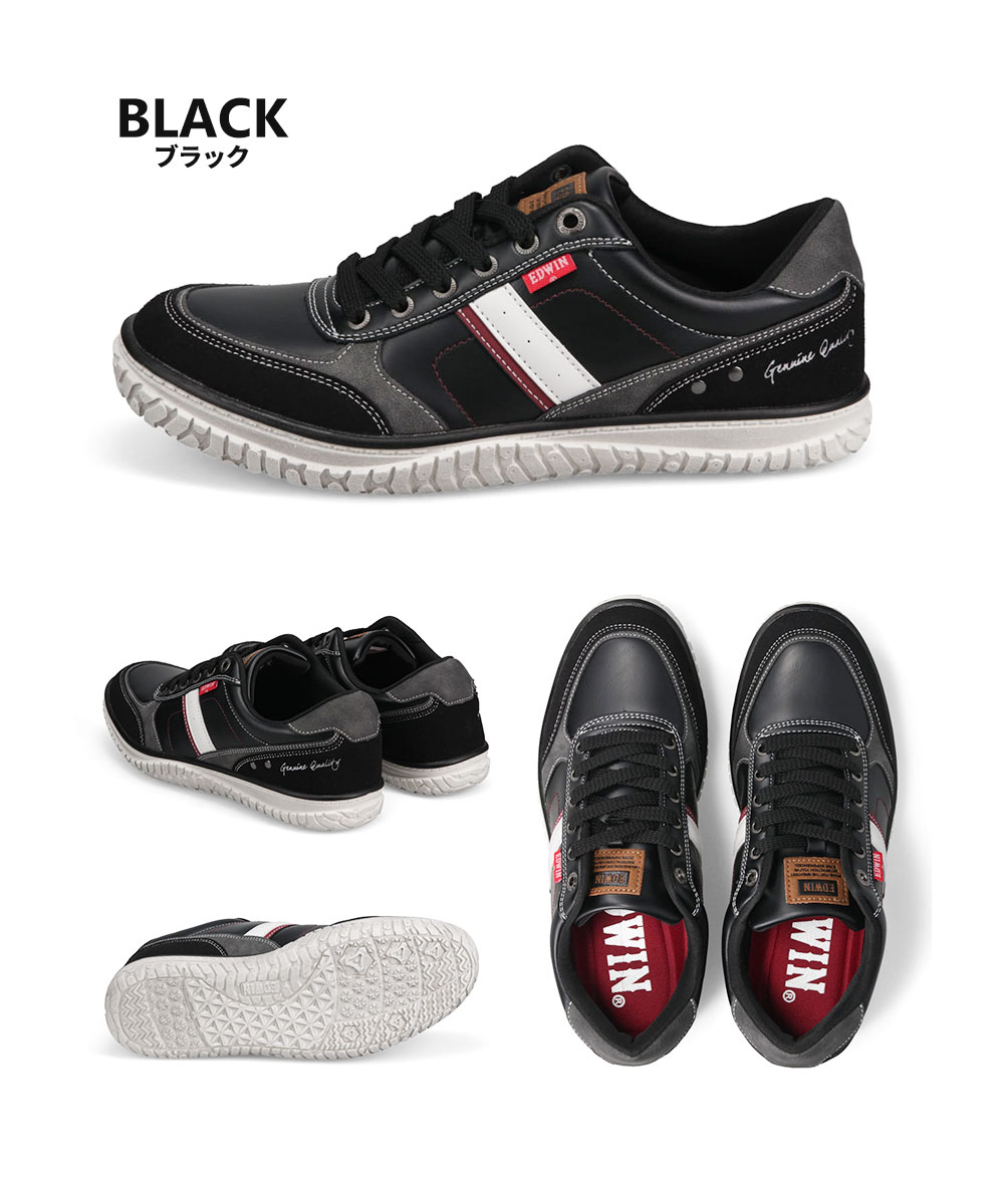 EDWIN エドウィン スニーカー メンズ 幅広 軽量 防滑 ローカット カジュアル 靴 シューズ 黒 白 歩きやすい EDW-7765 edwin : スニーカー&ファッション セレブル ...