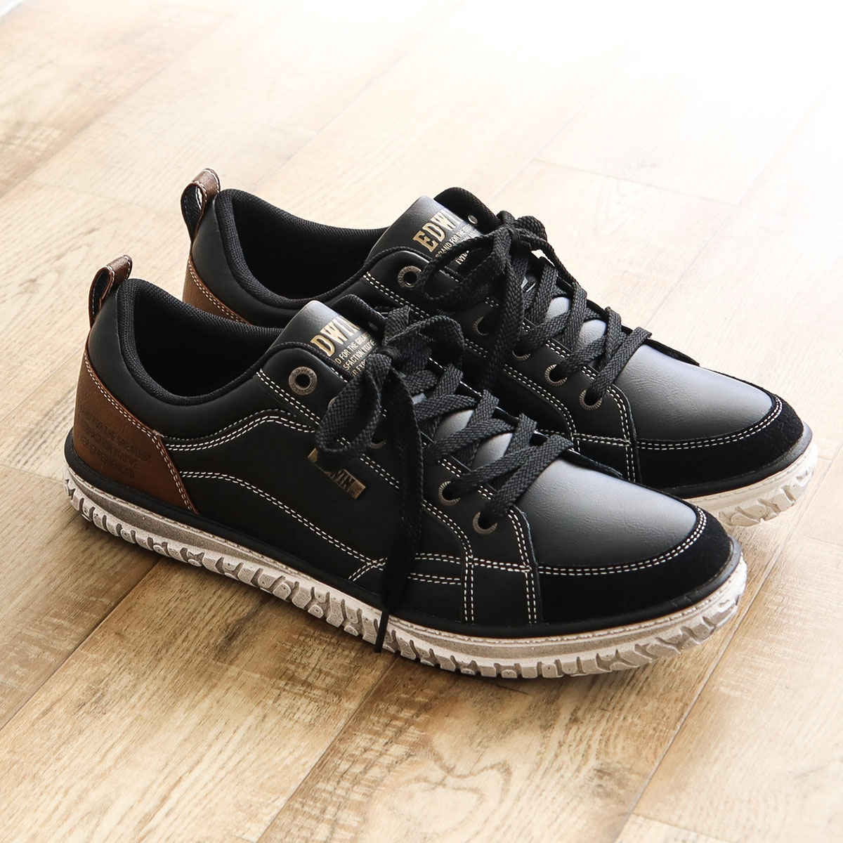 EDWIN エドウィン スニーカー メンズ ローカット 軽量 幅広 靴 耐滑 履きやすい 滑りにくい カジュアル 男性 黒 ブラック 赤 レッド 7769 : スニーカー&ファッション セレ ...