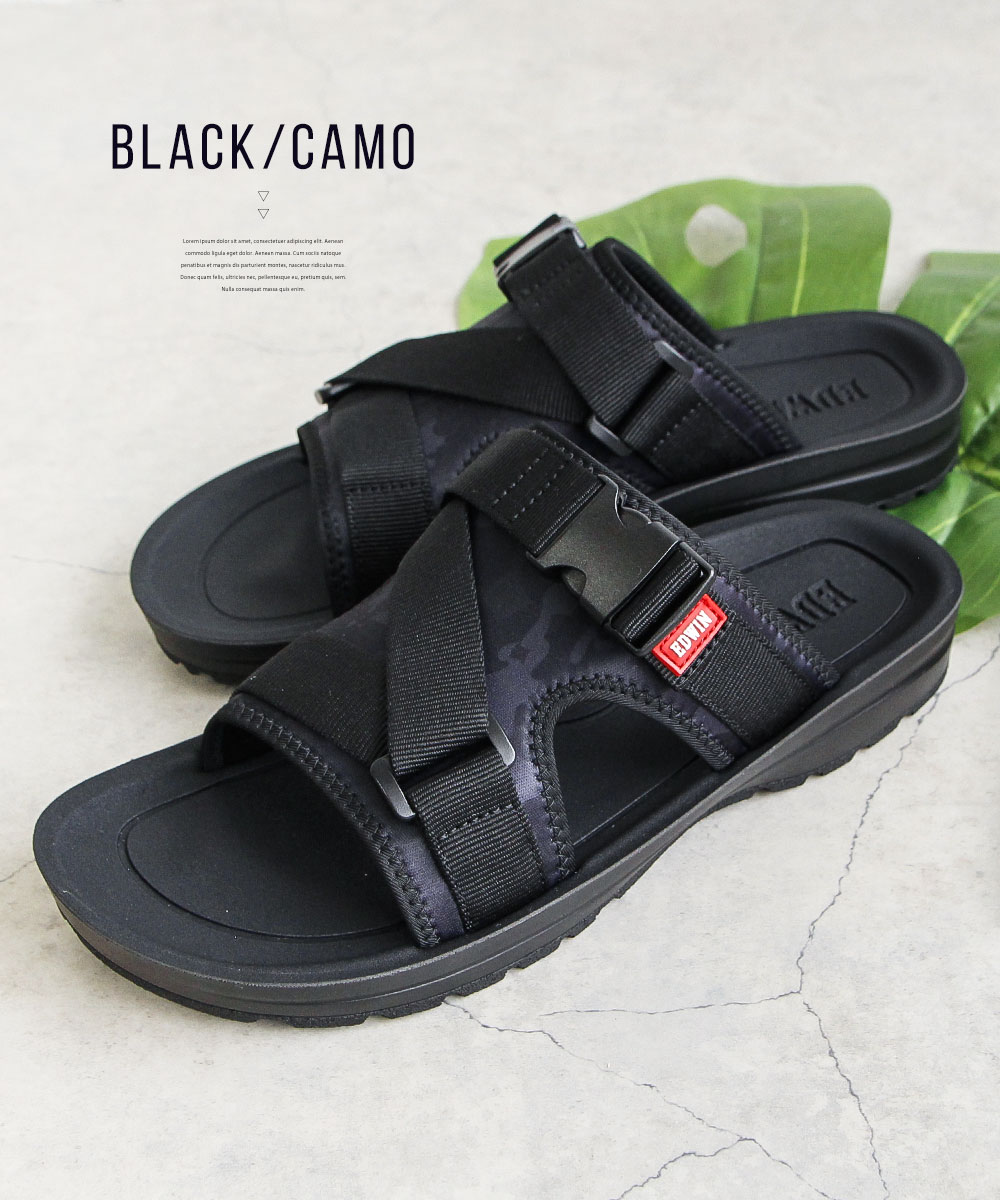 EDWIN エドウィン サンダル メンズ 靴 スポーツ スライド レジャー アウトドア つっかけ カーキ ベージュ ブラック ネイビー 5111 : スニーカー&ファッション セレブル ...