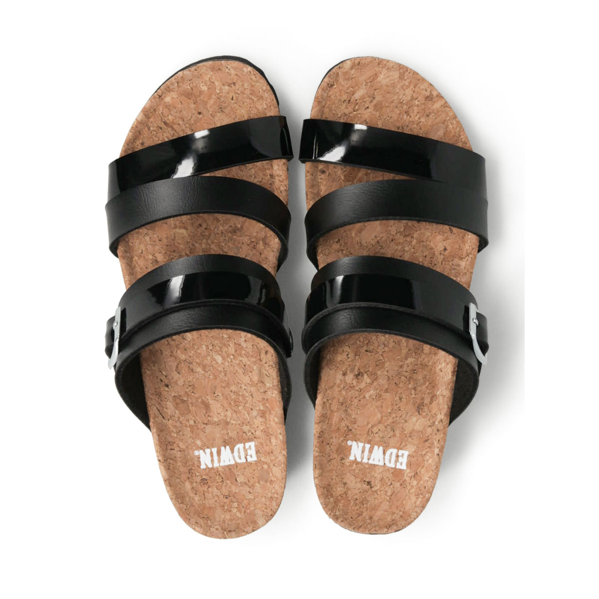 EDWIN エドウィン コンフォートサンダル レディース アーチサポート ヒール4cm 疲れにくい レジャー アウトドア 天然コルク 黒 ブラック ベージュ ブラウン 6012 : スニーカー ...