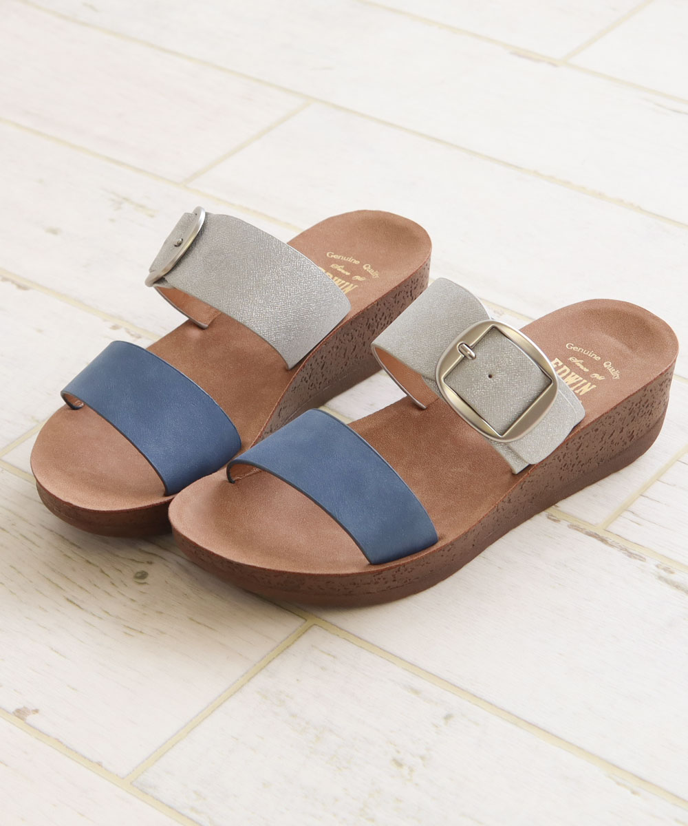 EDWIN エドウィン サンダル レディース コンフォート フットベッド アーチサポート ヒール5cm 厚底 ブラック ネイビー ホワイト 9501 : スニーカー&ファッション セレブル ...