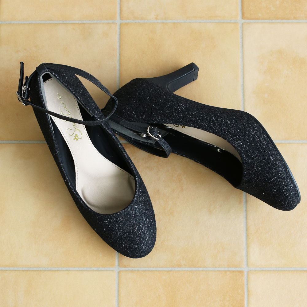 パンプス ストラップ 靴 黒 ブラック フォーマル 7cm ラウンドトゥ 歩きやすい 取り外せる カジュアル 走れる 脱げにくい プレーン 7703 : sumi-7703 : スニーカー ...