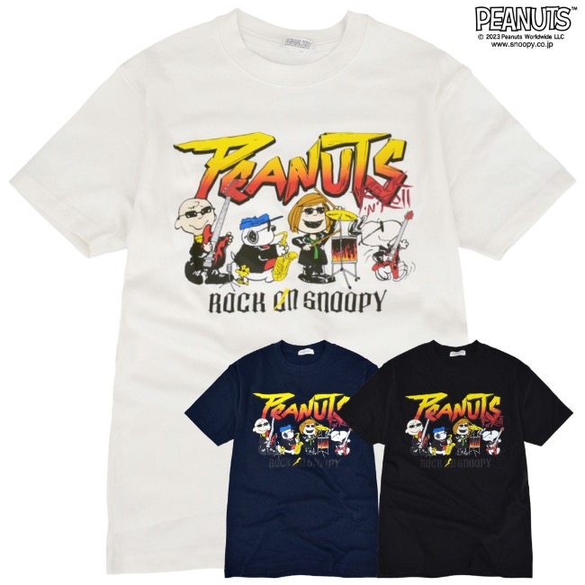 スヌーピー ピーナッツ 半袖 ロックオンスヌーピー Tシャツ春夏秋 バンド snoopy PEANUTS :spc-rb-007 ...