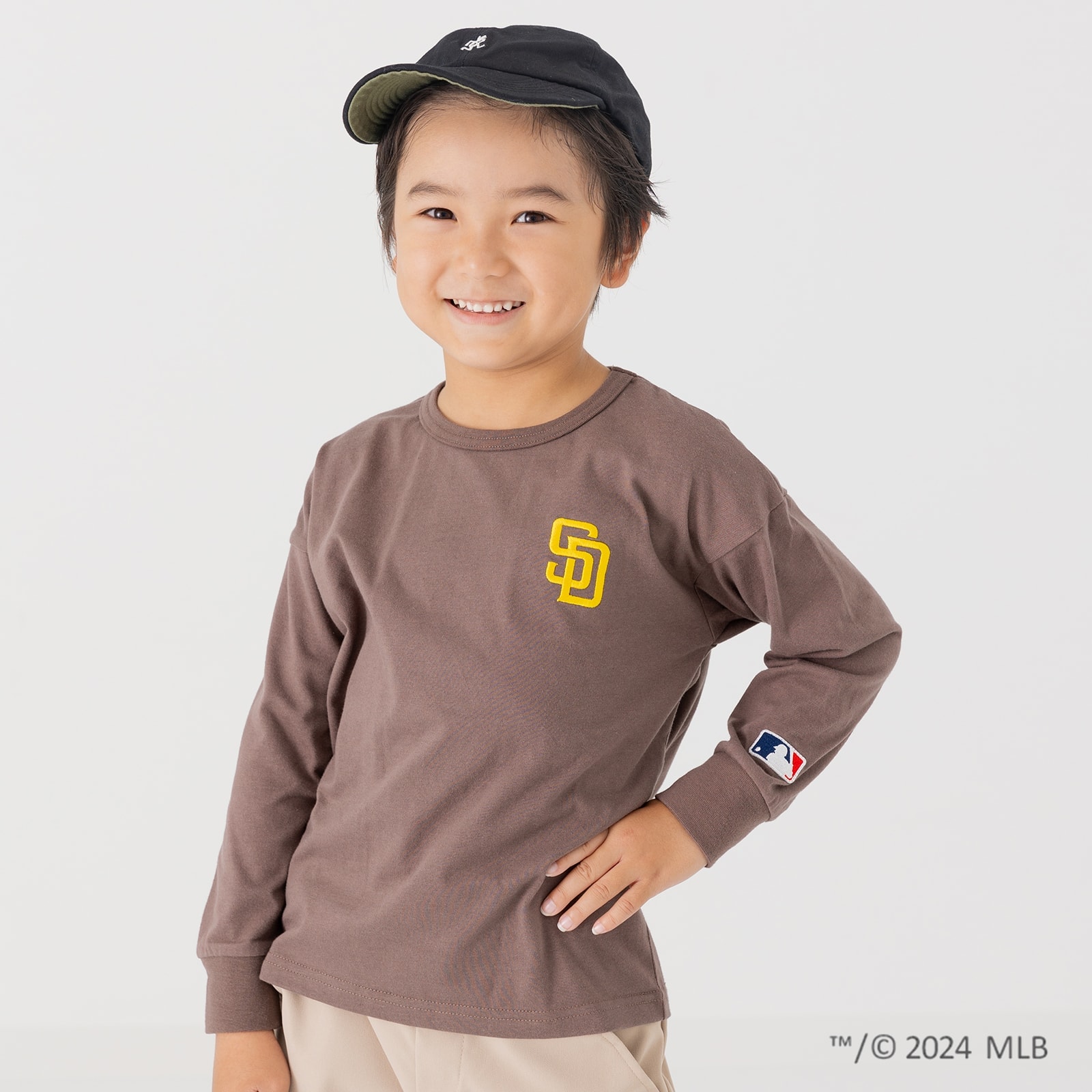 MLB 在庫処分 キッズ Tシャツ 長袖 ロンT ベビー服 子供服 男の子 女の子 ロゴ メジャーリーグ 刺繍 ワッペン 秋 90 100 110 120 130 140 150 160cm ...