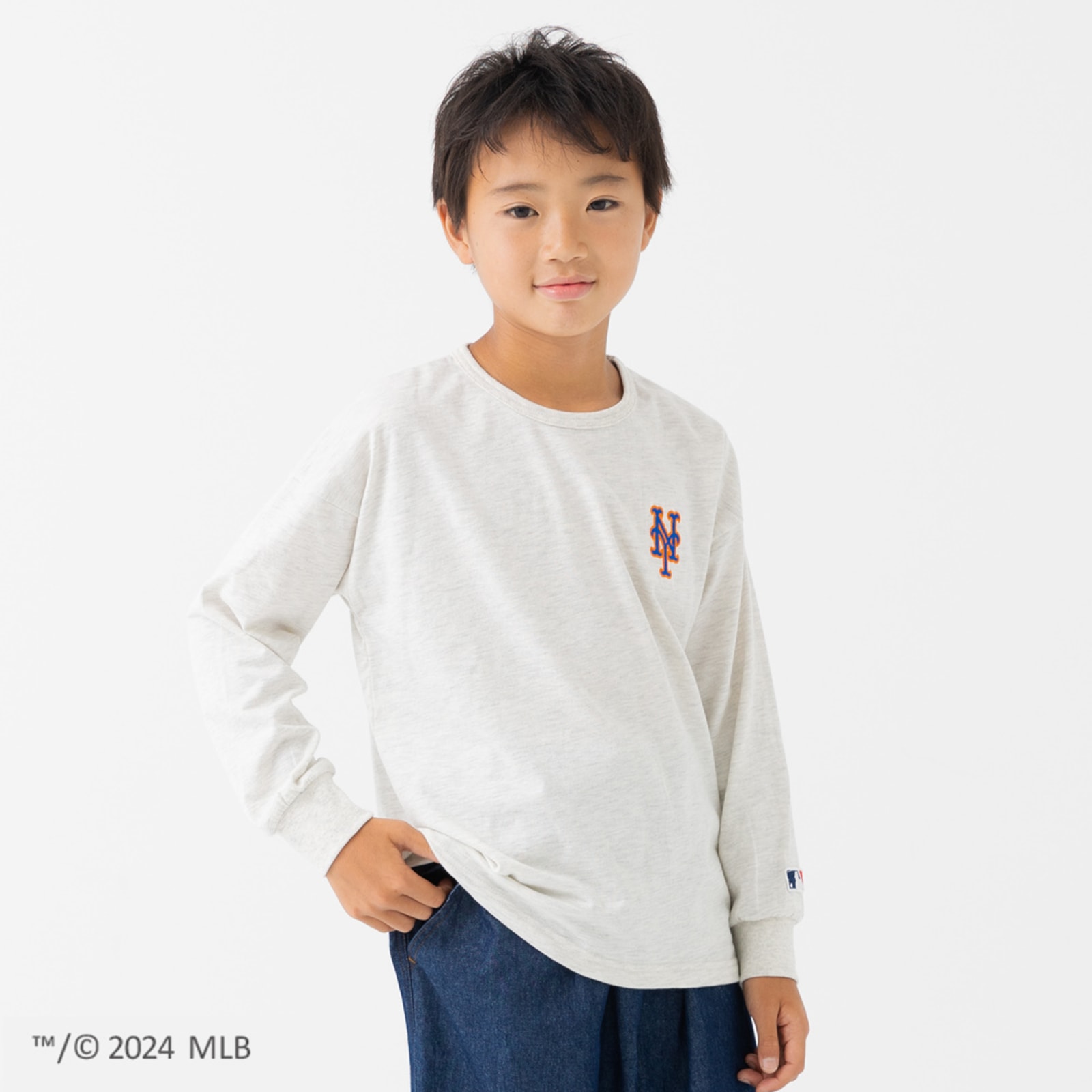 MLB 在庫処分 キッズ Tシャツ 長袖 ロンT ベビー服 子供服 男の子 女の子 ロゴ メジャーリーグ 刺繍 ワッペン 秋 90 100 110 120 130 140 150 160cm ...