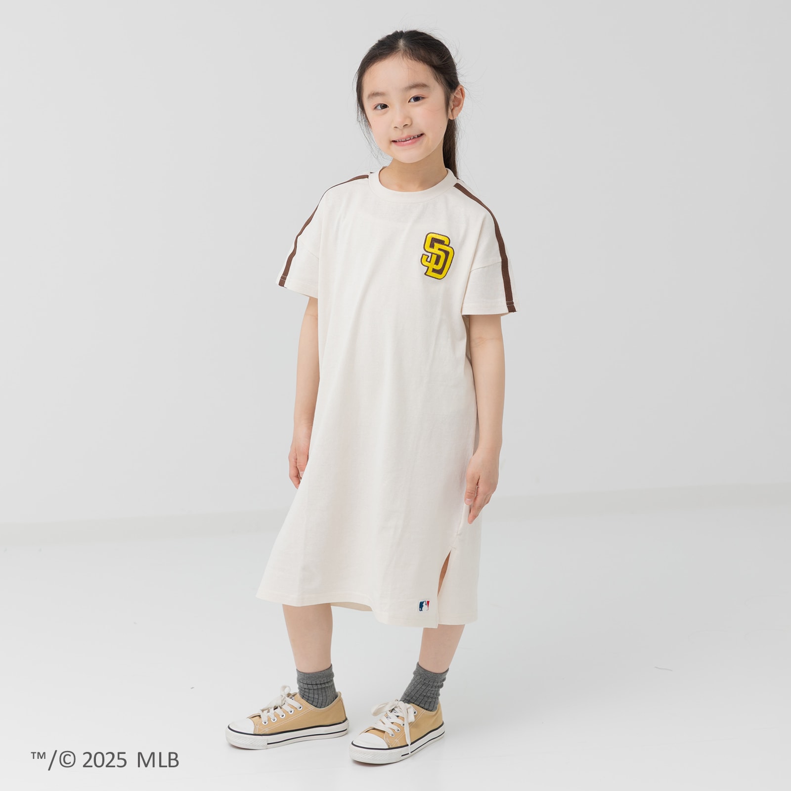 MLB キッズ 子供服 ワンピース 半袖 ワイド 女の子 綿100％ ロゴ メジャーリーグ ドジャース ヤンキース 夏 100 110 120 130 140 150 160cm ...