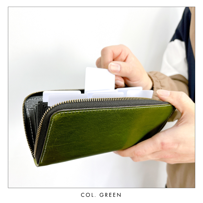 蛇腹 カードポケット付き 長財布 本革 財布 ダグラス レザー ラウンド ファスナー サイフ ウォレット 革財布 ラウンド財布 長サイフ カードポケット : チェレステ - 通販 ...