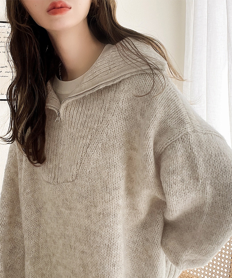 《javaジャバ コラボ》送料無料 トップス ニット レディース セーター メンズ ユニセックス 男女兼用 ミックスカラー ハーフジップ プルオーバー :jv1020042:Classical ...