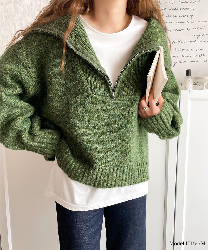 《javaジャバ コラボ》送料無料 トップス ニット レディース セーター メンズ ユニセックス 男女兼用 ミックスカラー ハーフジップ プルオーバー :jv1020042:Classical ...