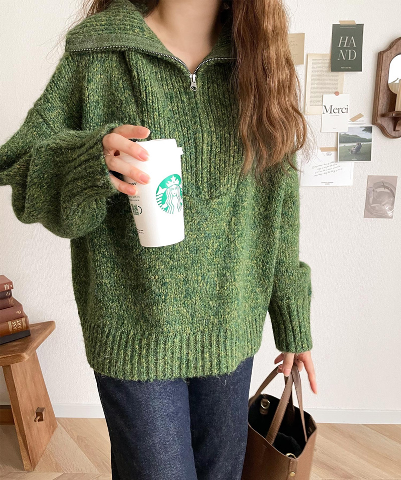 《javaジャバ コラボ》送料無料 トップス ニット レディース セーター メンズ ユニセックス 男女兼用 ミックスカラー ハーフジップ プルオーバー : jv1020042 ...