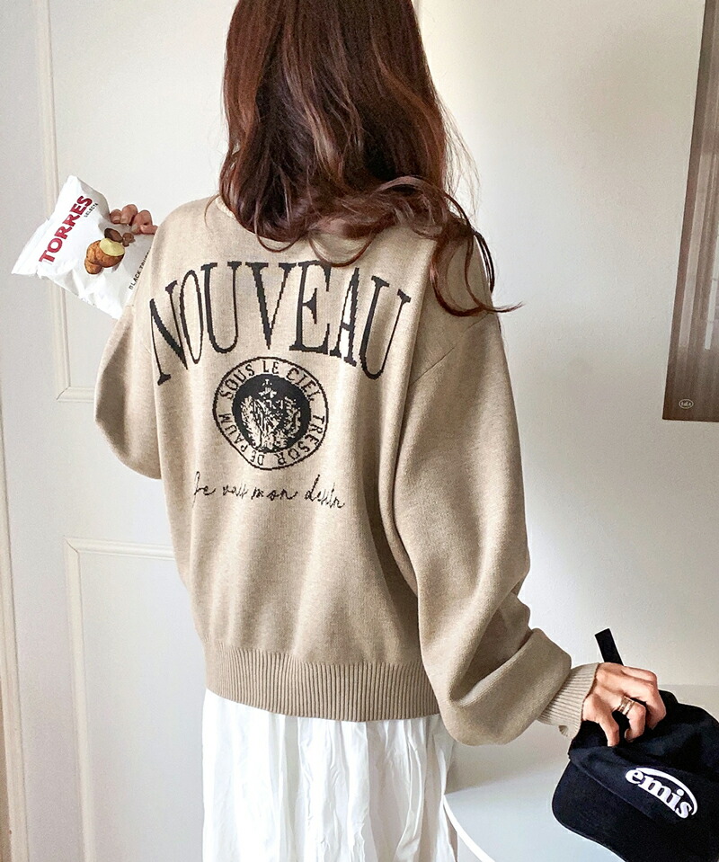 classicalelf 《javaジャバコラボ》 トップス ニット レディース 裏 表 前 後 4way ジャガード ロゴ 男女兼用 ユニセックス メンズ ぽわん袖 : Classical ...