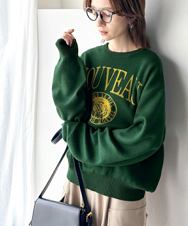 classicalelf 《javaジャバコラボ》 トップス ニット レディース 裏 表 前 後 4way ジャガード ロゴ 男女兼用 ユニセックス メンズ ぽわん袖 : Classical ...