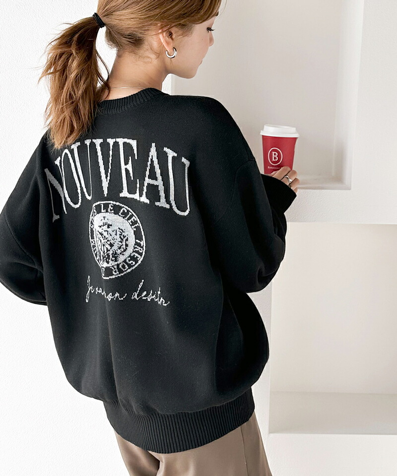 classicalelf 《javaジャバコラボ》 トップス ニット レディース 裏 表 前 後 4way ジャガード ロゴ 男女兼用 ユニセックス メンズ ぽわん袖 : Classical ...