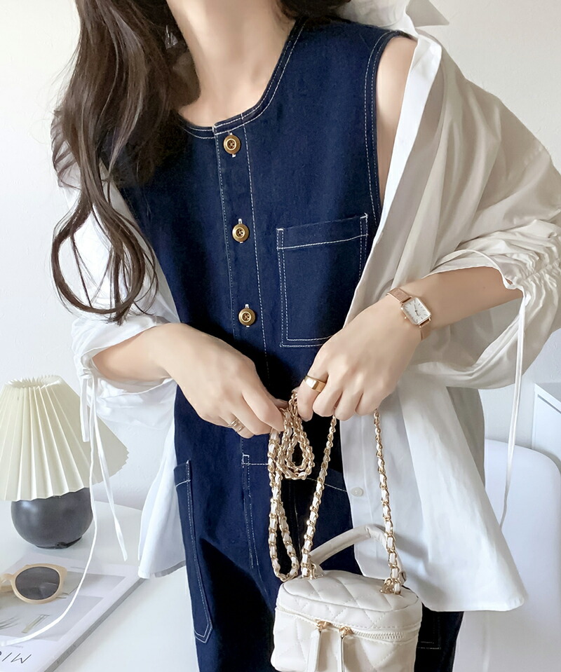 classicalelf 《javaジャバ 別注》 パンツ サロペット レディース 前後 2way 配色 ステッチ デニム ワイド テーパード アンティーク ボタン : Classical ...