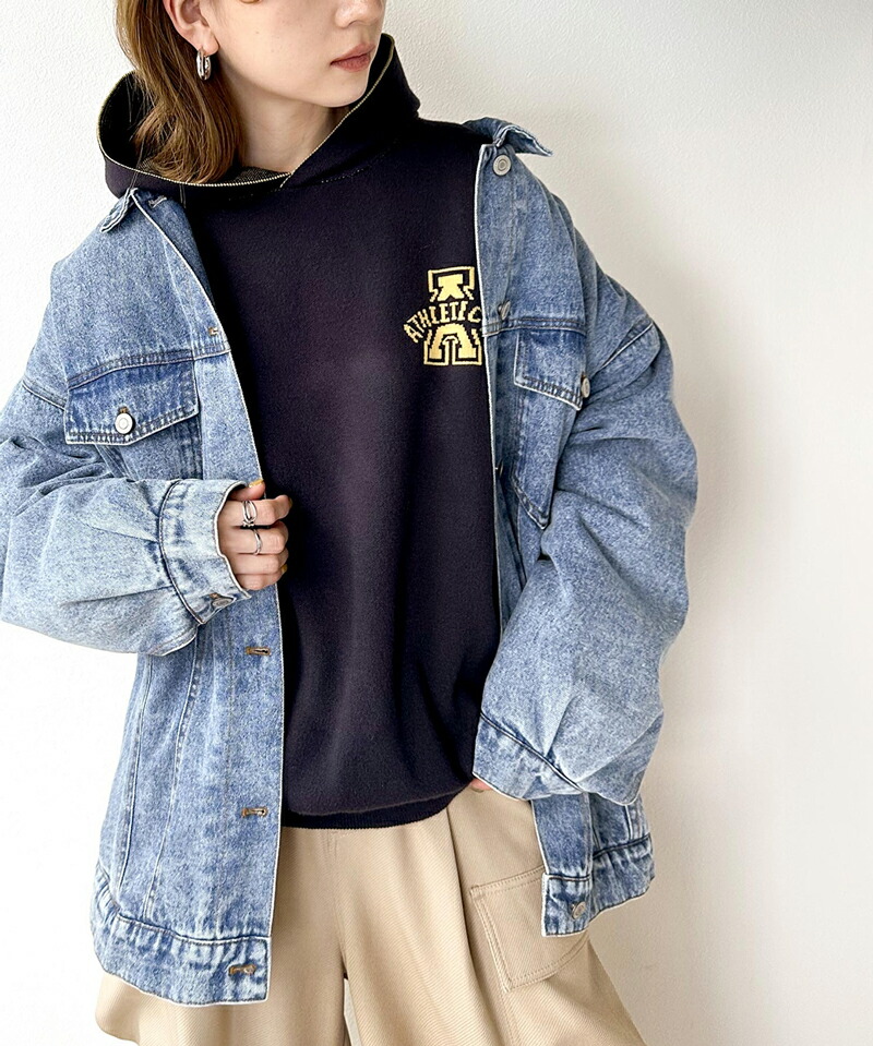 classicalelf 《javaジャバコラボ》 トップス パーカー レディース ダブル ジャガード ニットパーカー 男女兼用 ユニセックス メンズ 異素材 ゆったり : Classical ...