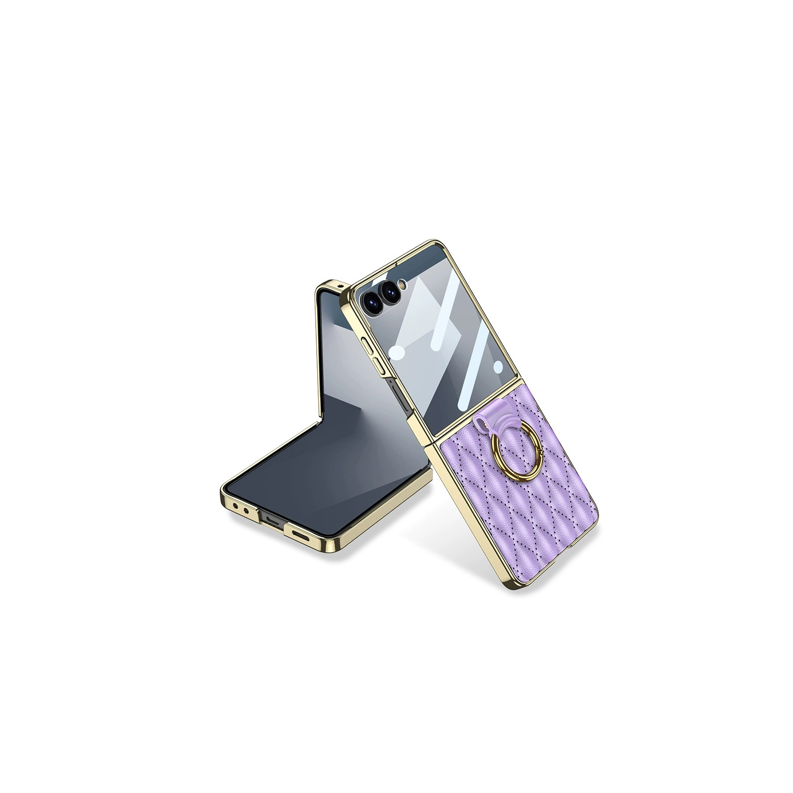 Galaxy Samsung Z Flip7 ケース 折りたたみ型 PC&強化ガラス&PUレザー 衝撃吸収 CASE 軽量 ストラップホール ...