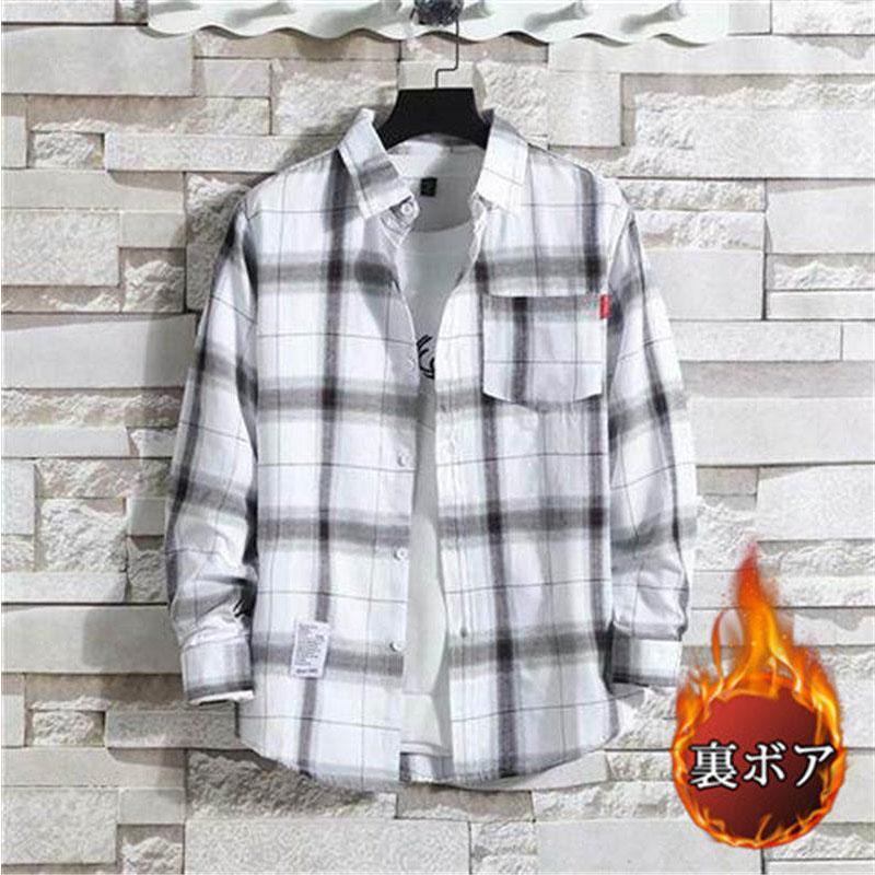 【値下げ】チェックシャツ 裏起毛 防寒 メンズ 冬服おしゃれ ビジネスシャツ 長袖 開襟 裏ボア 暖かい あったか 厚手 トップス カジュアル ...