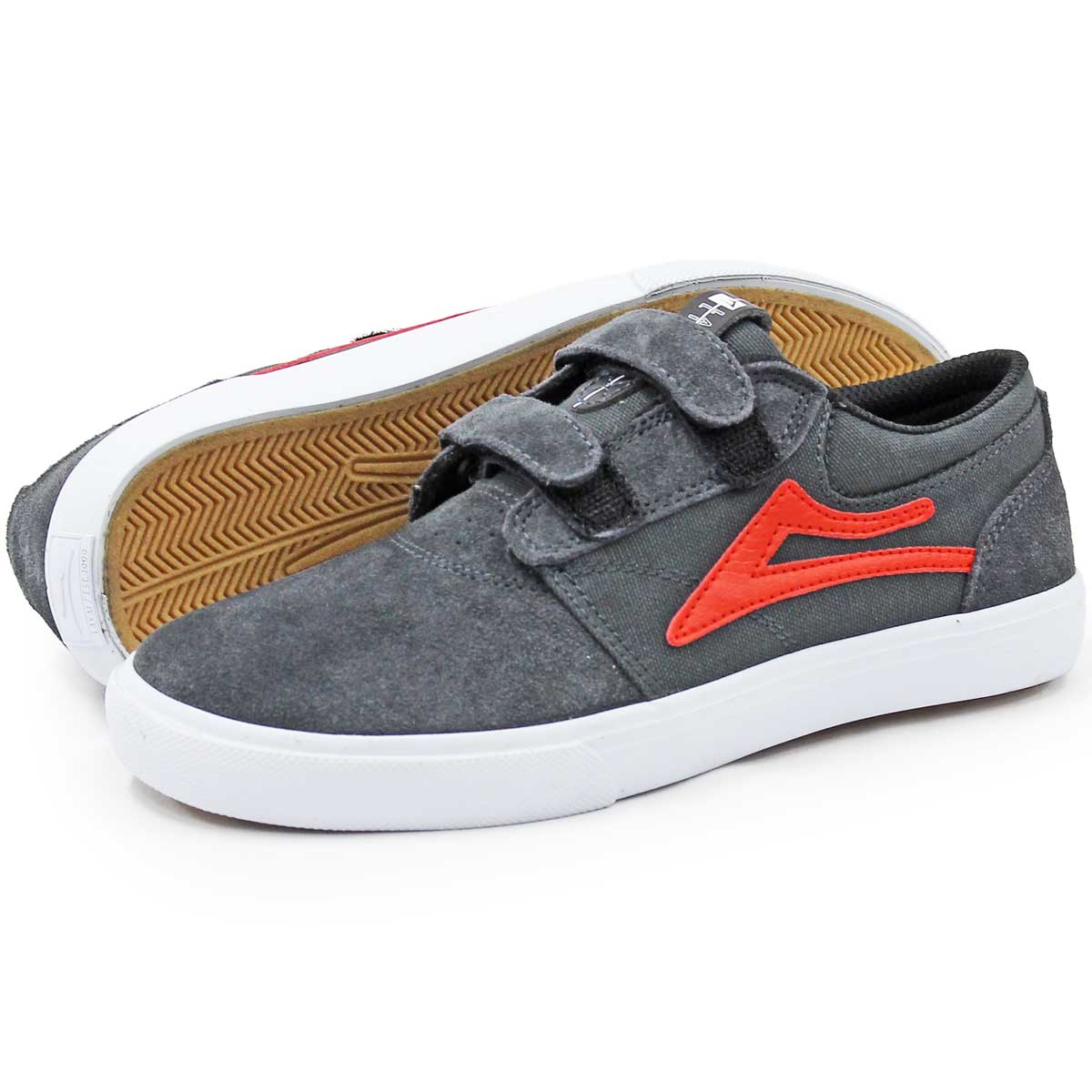 LAKAI（ラカイ） キッズ グリフィン ベルクロ 22cm Lakai Griffin Kids Velcro Charcoal/Flame ...