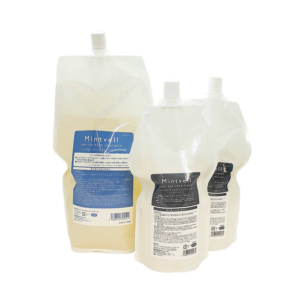 mintvell 【3点セット】サンコール ミントベル マリンブルー シャンプー 1900ml スパコンディショナー 700ml×2 クールシャンプー ミントシャンプー サロン専売 NEW ...