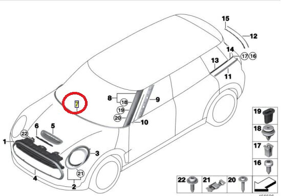 BMW MINI(ビーエムダブリュー ミニ)エンジンフードモール純正品 新品F54 51137444535 :51137444535:輸入車 ...